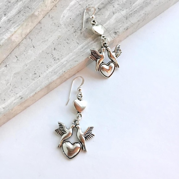 JPeace Designs | Jewelry | Sterling Silver Love Bird Heart Earrings ...